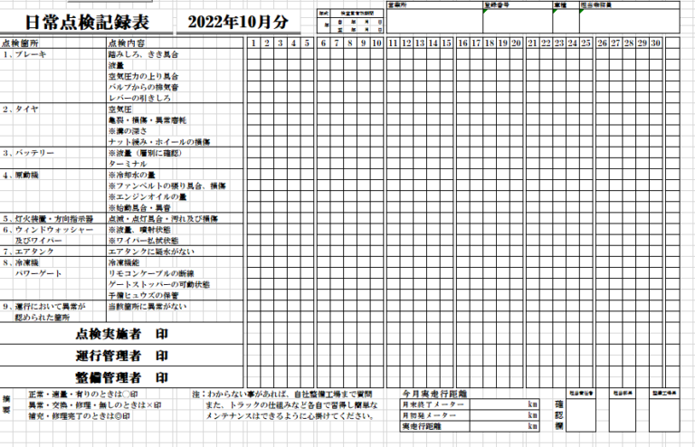 日常点検記録表をExcelVBAの繰り返し処理で自動作成する その1 | KAIウエブシステム